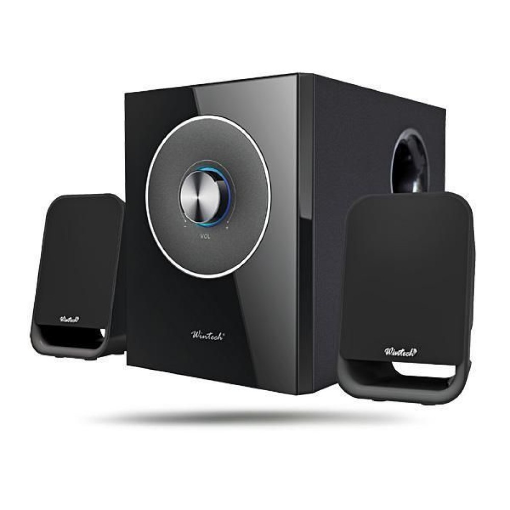 Sistema Speaker 2.1 da 35W Case Legno Subwoofer con Regolazione Bassi ...