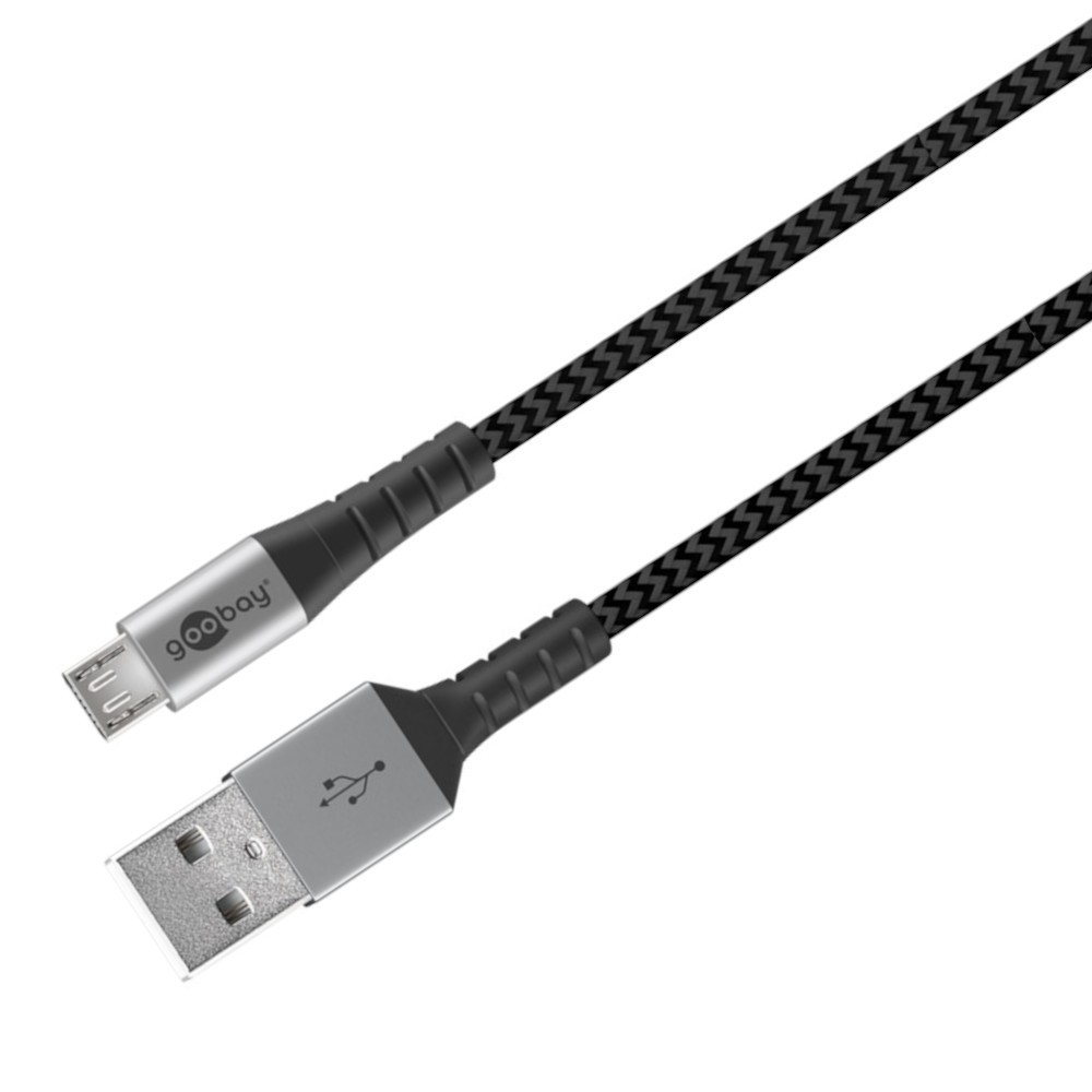 Cavo Micro USB Guaina Intrecciata USB2.0 A M/MicroB M 0,5m Nero/Silver ...