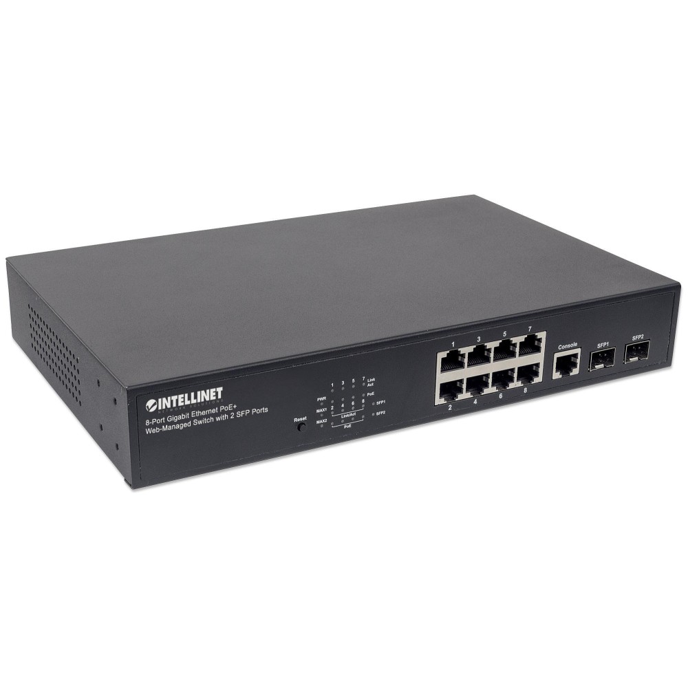 Switch 8 porte Gigabit Ethernet PoE+ Web-Managed con 2 porte SFP ...