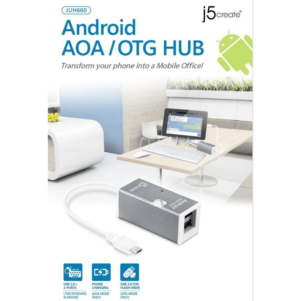 Hub 2 Porte USB AOA/OTG Android con Ricarica Smartphone/Tablet ...