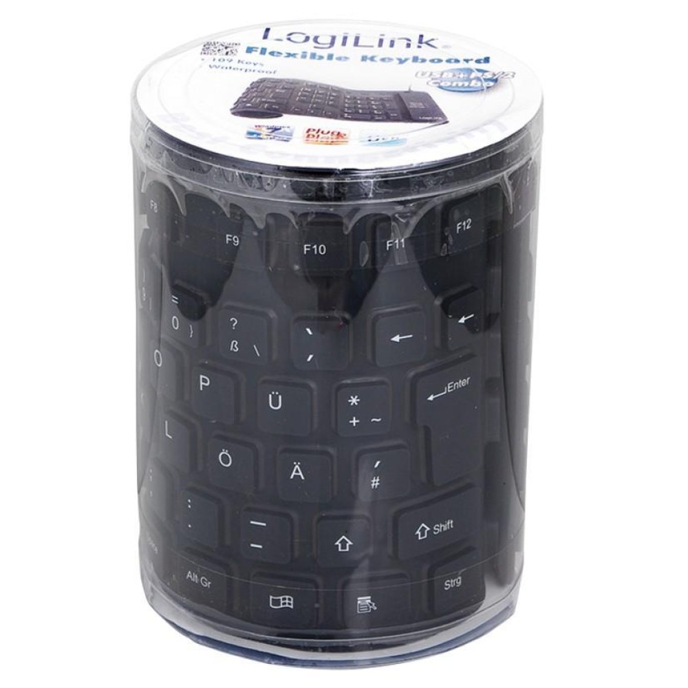 Tastiera Flessibile in Silicone USB/PS2 109 Tasti Layout Tedesco Nero ...