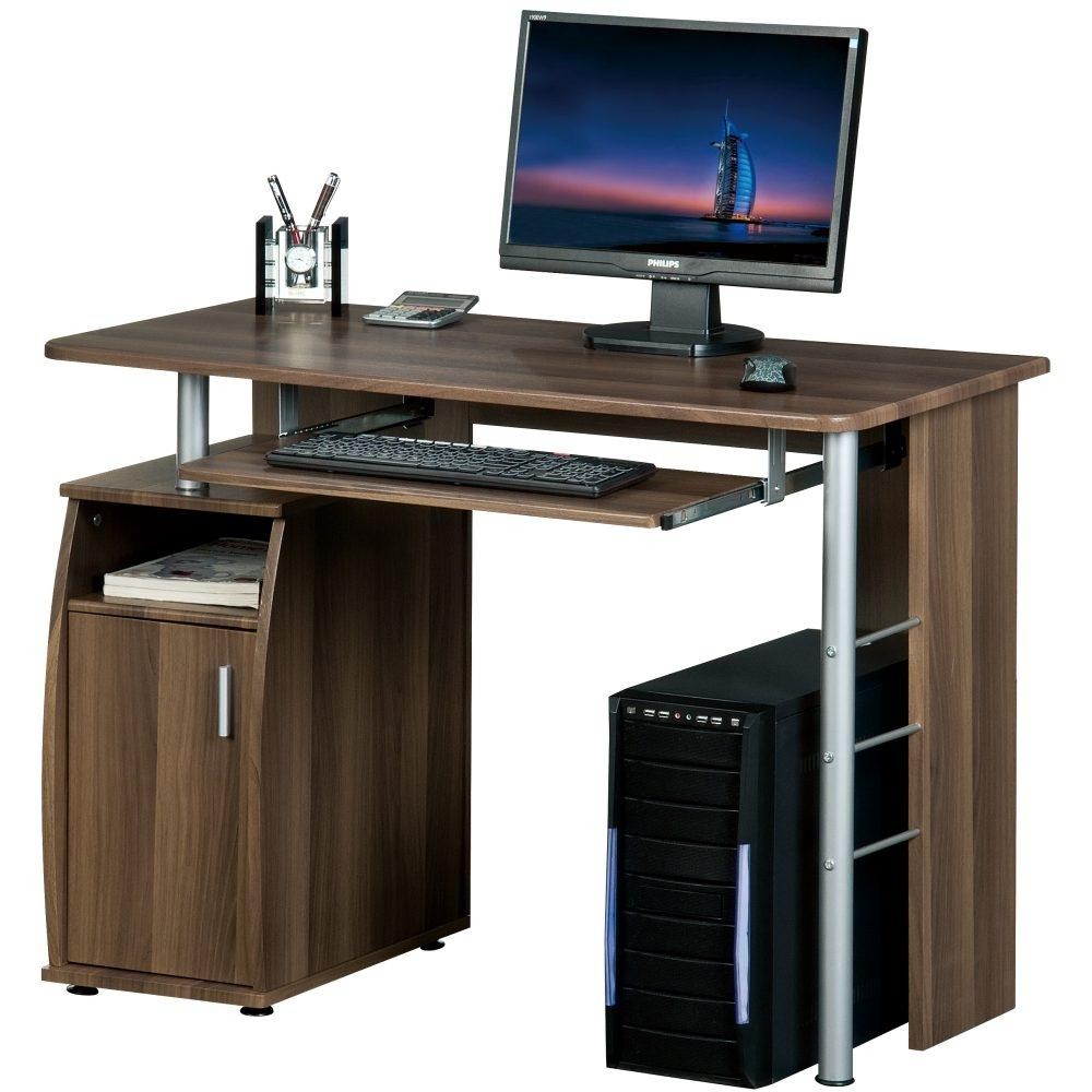 Scrivania Compatta per PC a Quattro Ripiani, Noce Scuro - Scrivanie per ...