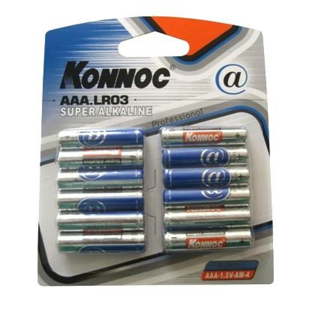 Blister 12 Batterie Mini Stilo AAA Alcaline LR03 - KONNOC BATTERIES ...