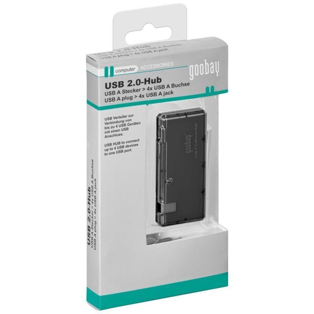 Mini Hub USB 2.0 4 Porte Nero - Goobay - IUSB2-HUB4-BK - vendita online ...
