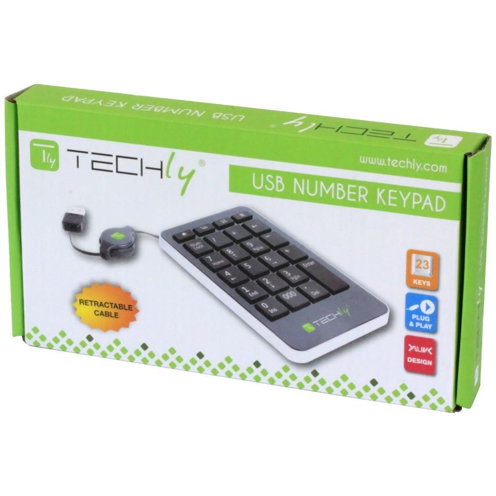 TECHLY: Tastierino Numerico USB Slim 23 Tasti Nero