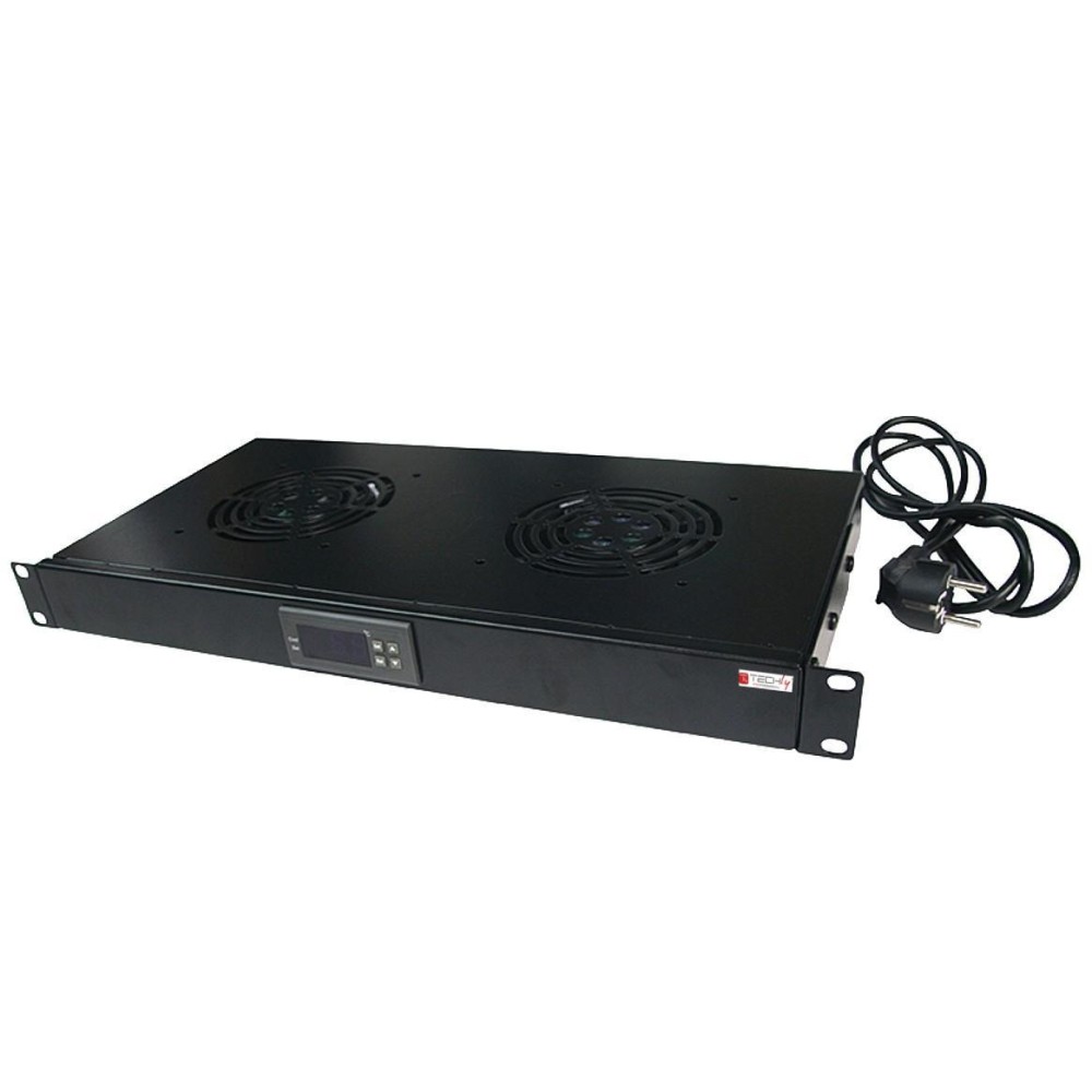 2 Fans with LED Thermostat 1U Rack 19" mount Black - Ventilation for ...