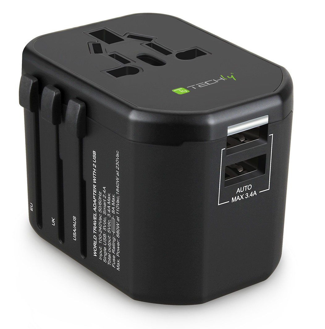 Travel Adapter with 2 USB Ports 2.4A Black - Tablet and Smartphone ...