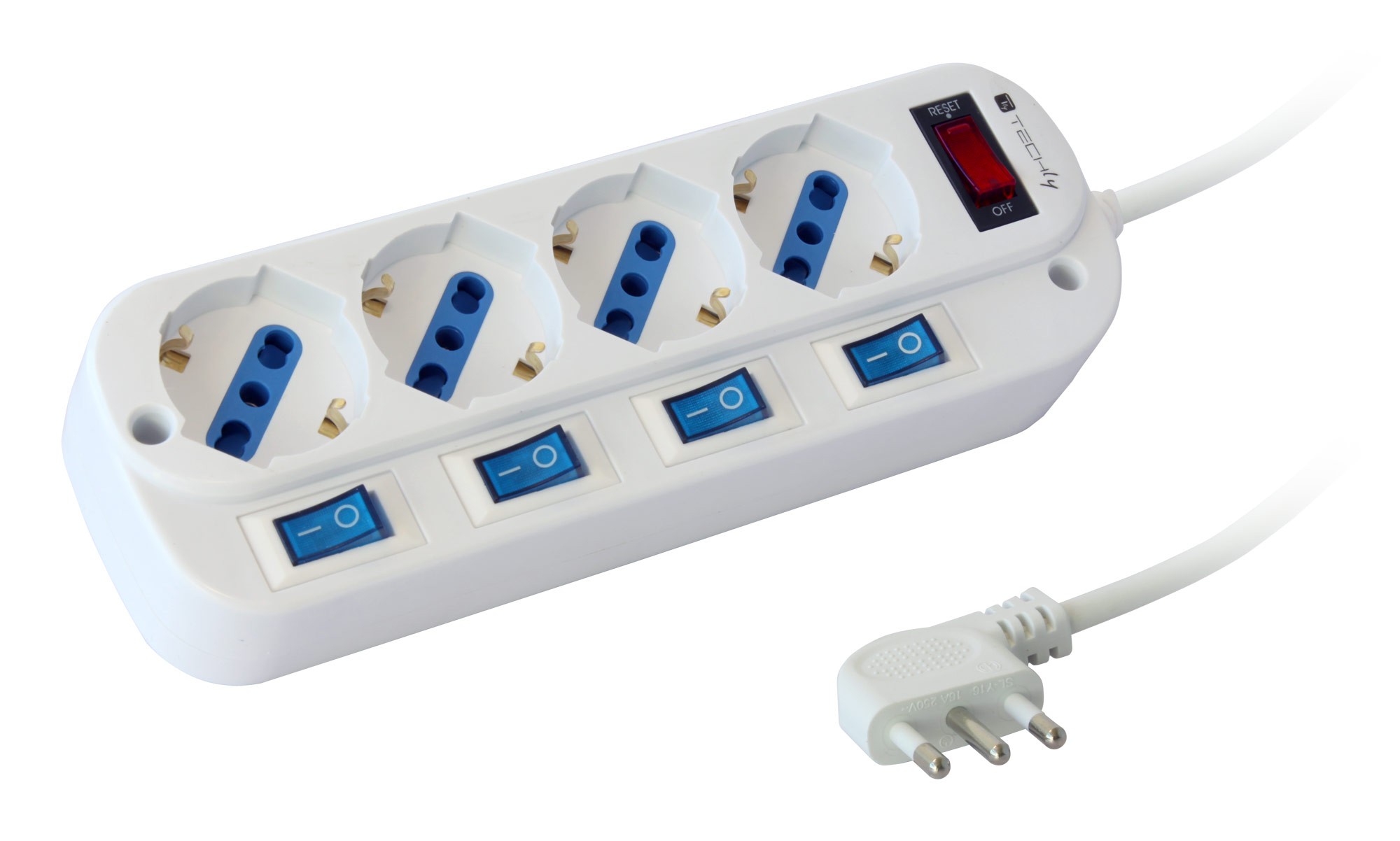 Multi-socket 4 dual-size/german standard with indipendent switches and ...