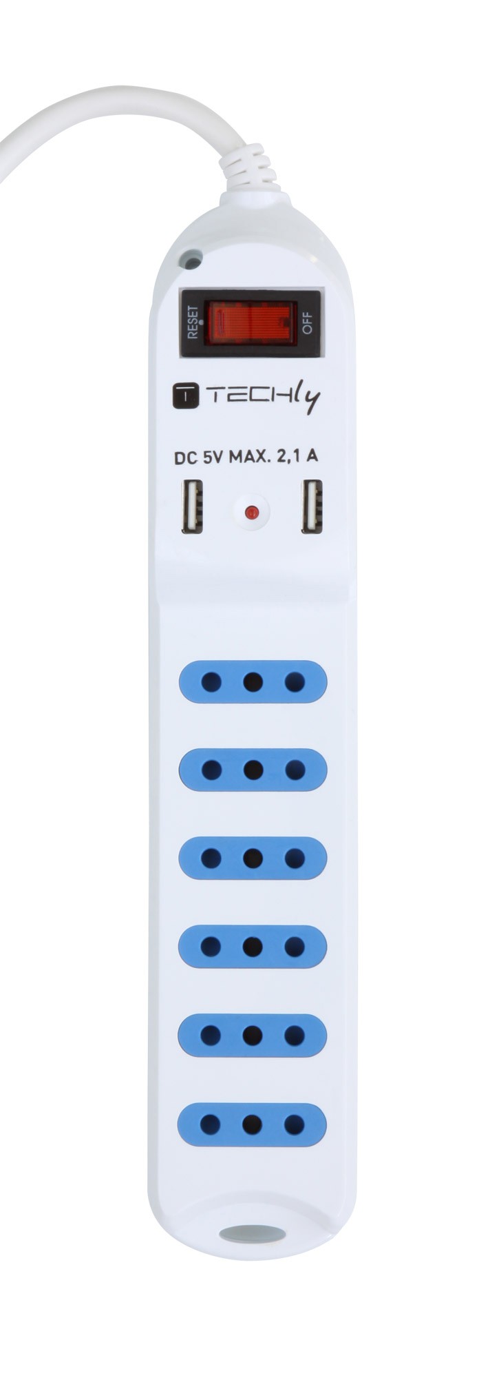 Multisocket with 6 italian sockets 10A, 2 USB ports and on/off switch ...