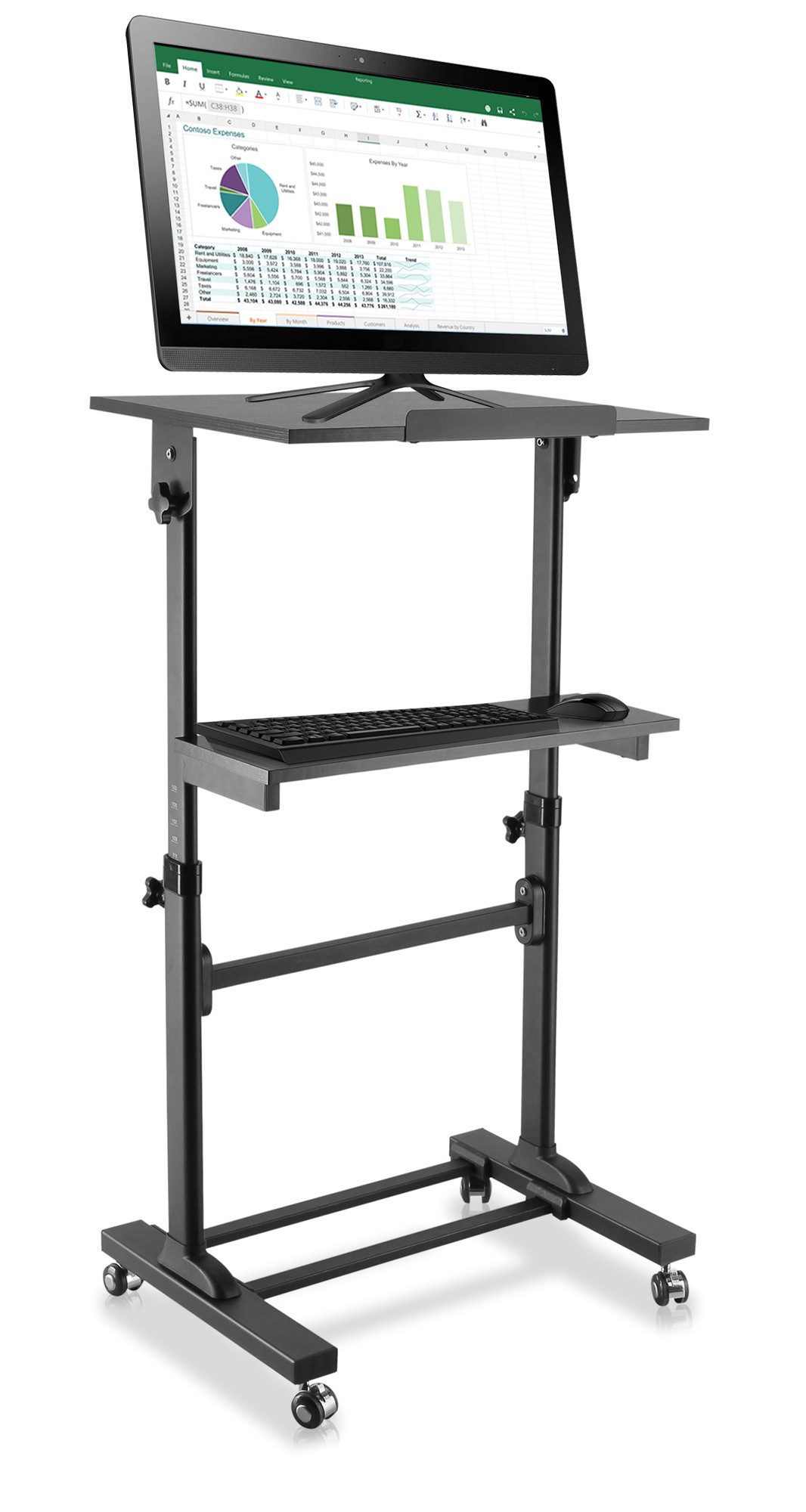Workstation Notebook Stand with Adjustable Height Shelf - Computer ...