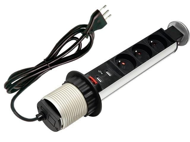 Desktop, Pop-up, Retractable, PDU with 3 universal sockets 16A and 2 ...