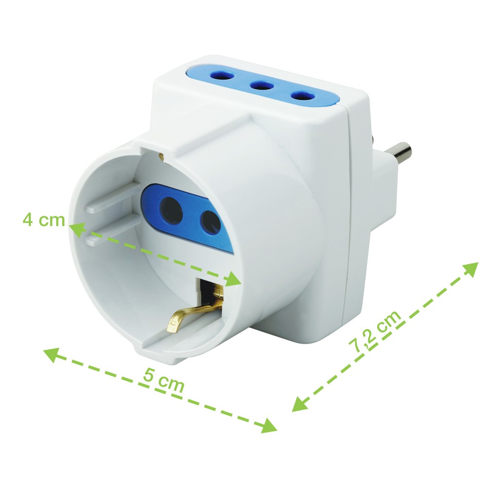 Triple Schuko Adapter - Plug 2P+E-Sockets 2P+E 10A - Electrical ...