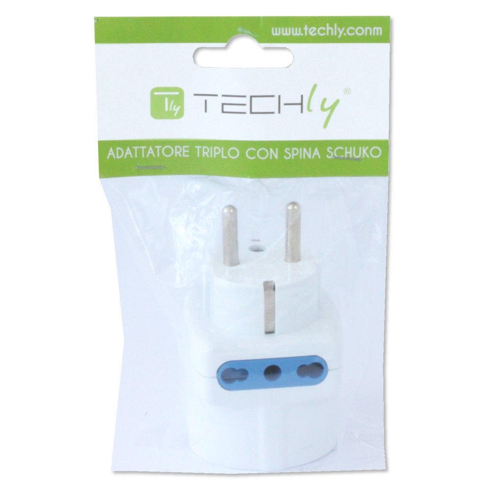 Three-way Adaptor - Schuko plug to italian and schuko sockets ...