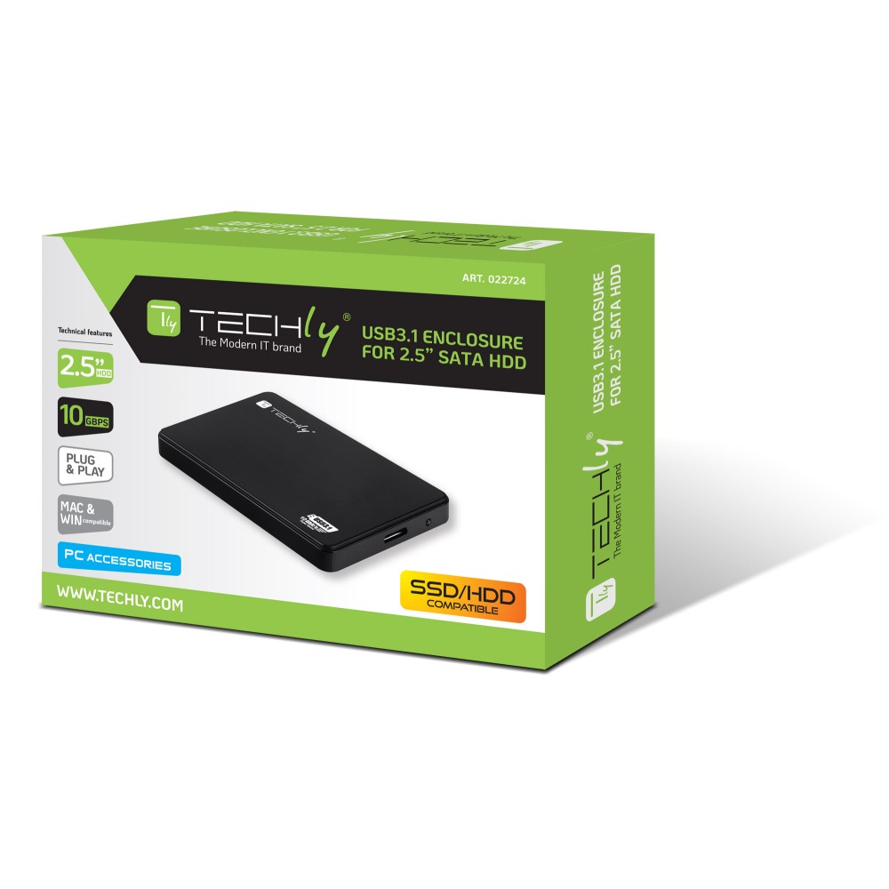 HDD/SSD External Box 2.5" SATA USB3.1 SuperSpeed Black - Hard Drive ...