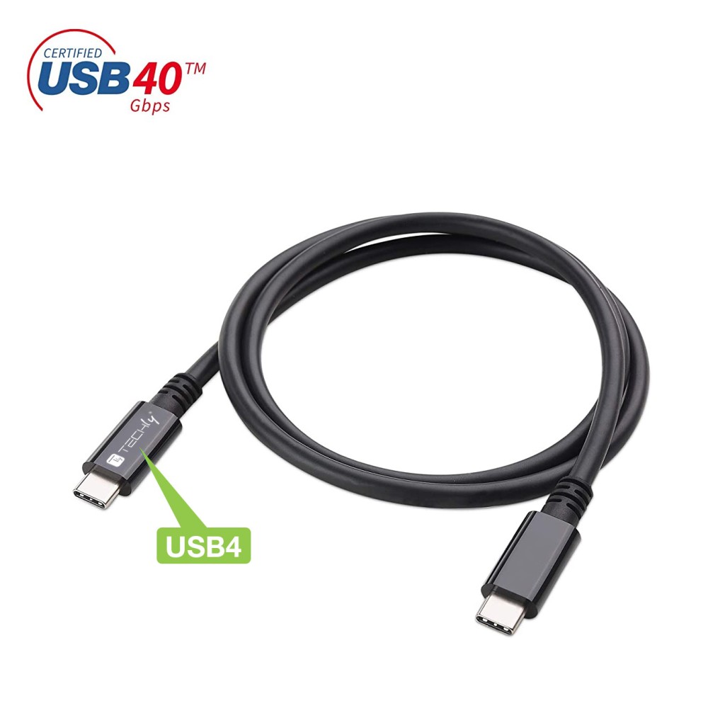 USB 4 Gen 3 Type-C™ Cable M/M E-Mark 8K 40Gbps 100W PD 0,8m Black - USB ...