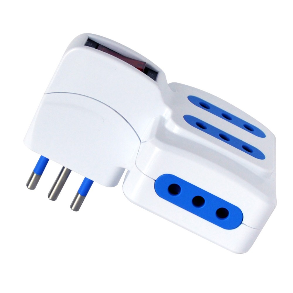 Adaptor with italian 10A plug and 4 italian sockets 10A - Electrical ...