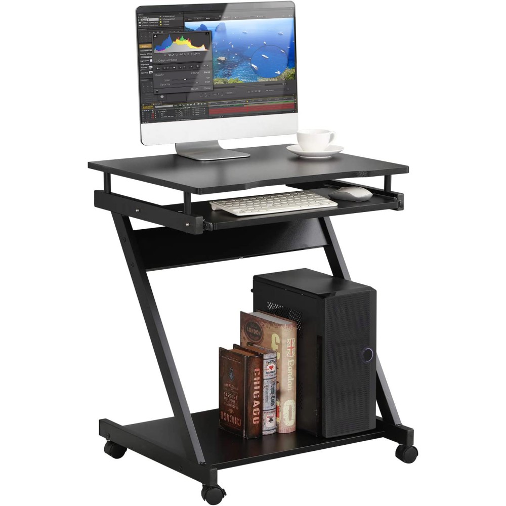 Compact Computer Desk with Slide-out Keyboard Tray - Computer Desks ...