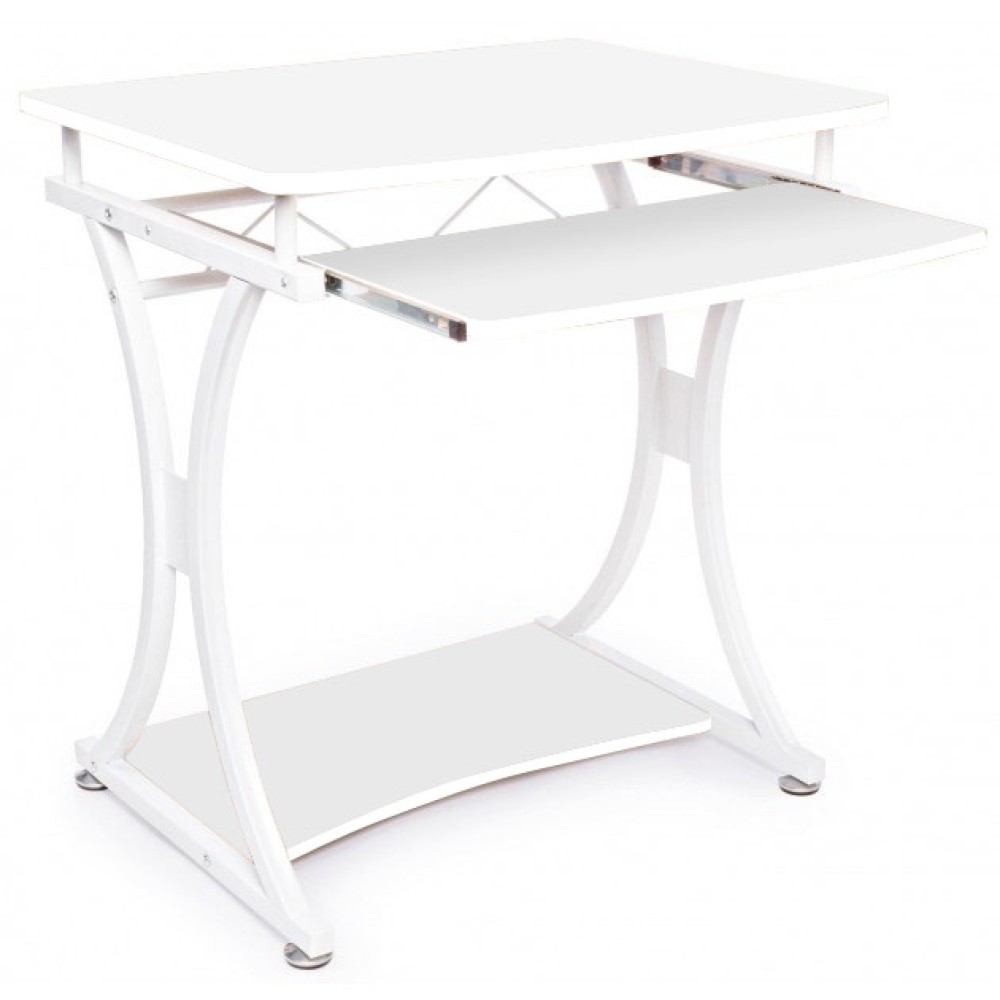 Compact PC Desk with Extractable Drawer white - Computer Desks - Office ...