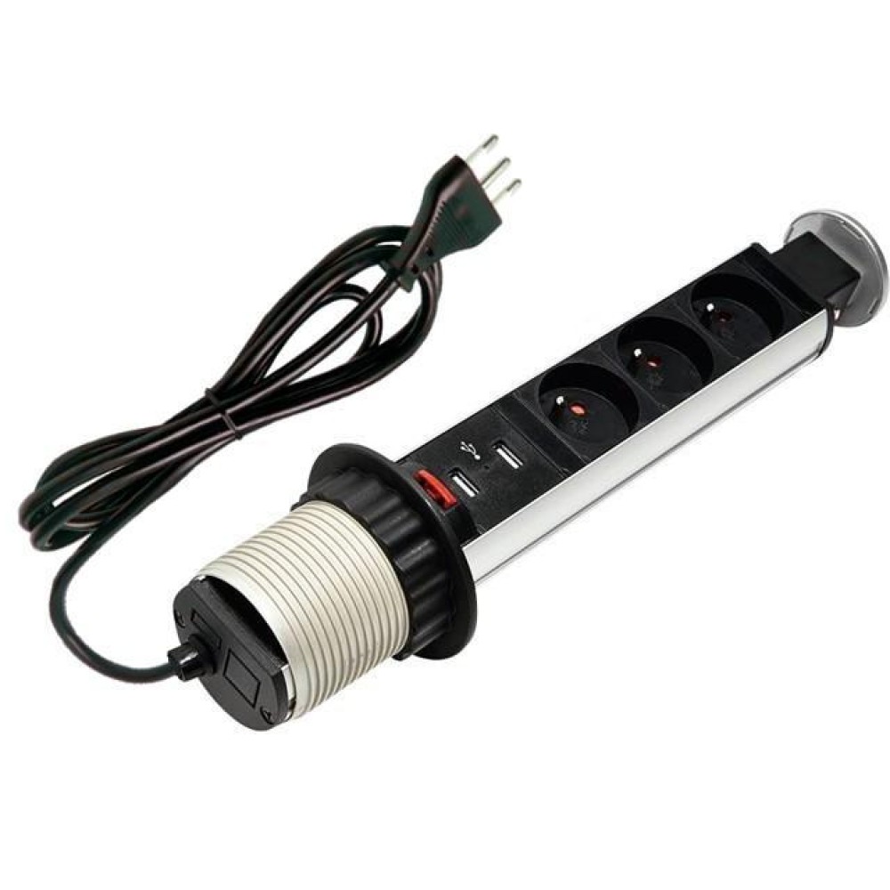 Desktop, Pop-up, Retractable, PDU with 3 universal sockets 16A and 2 ...