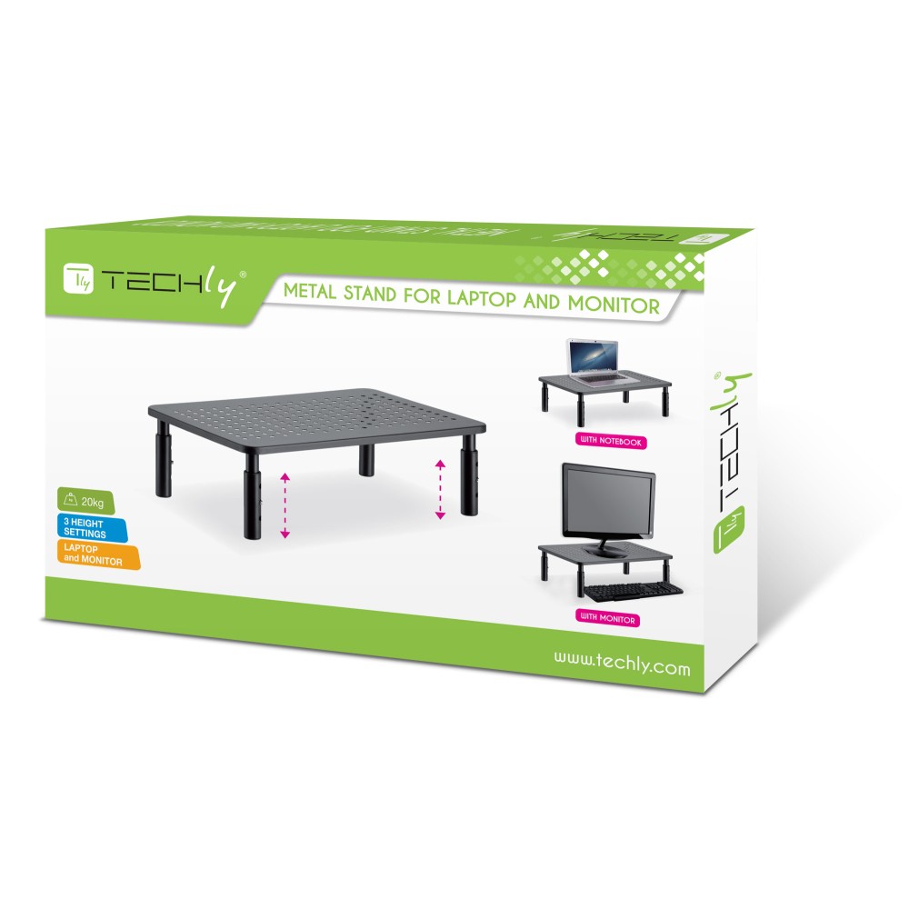 Adjustable Ergonomic Stand with 3 Height for Monitor in Black Metal ...